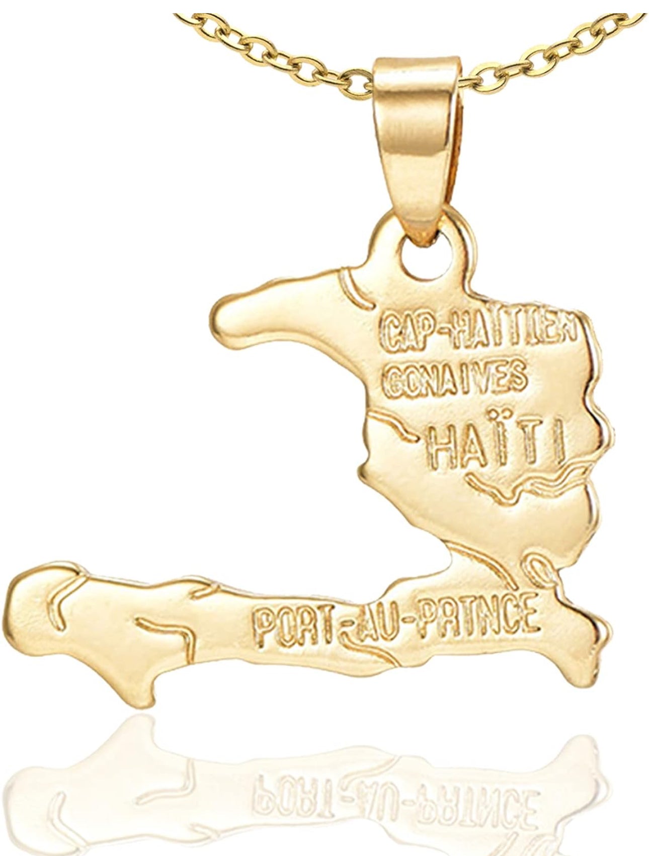 18K Gold Plated Haitian Map Pendant & Necklace – Michline Haitian ...